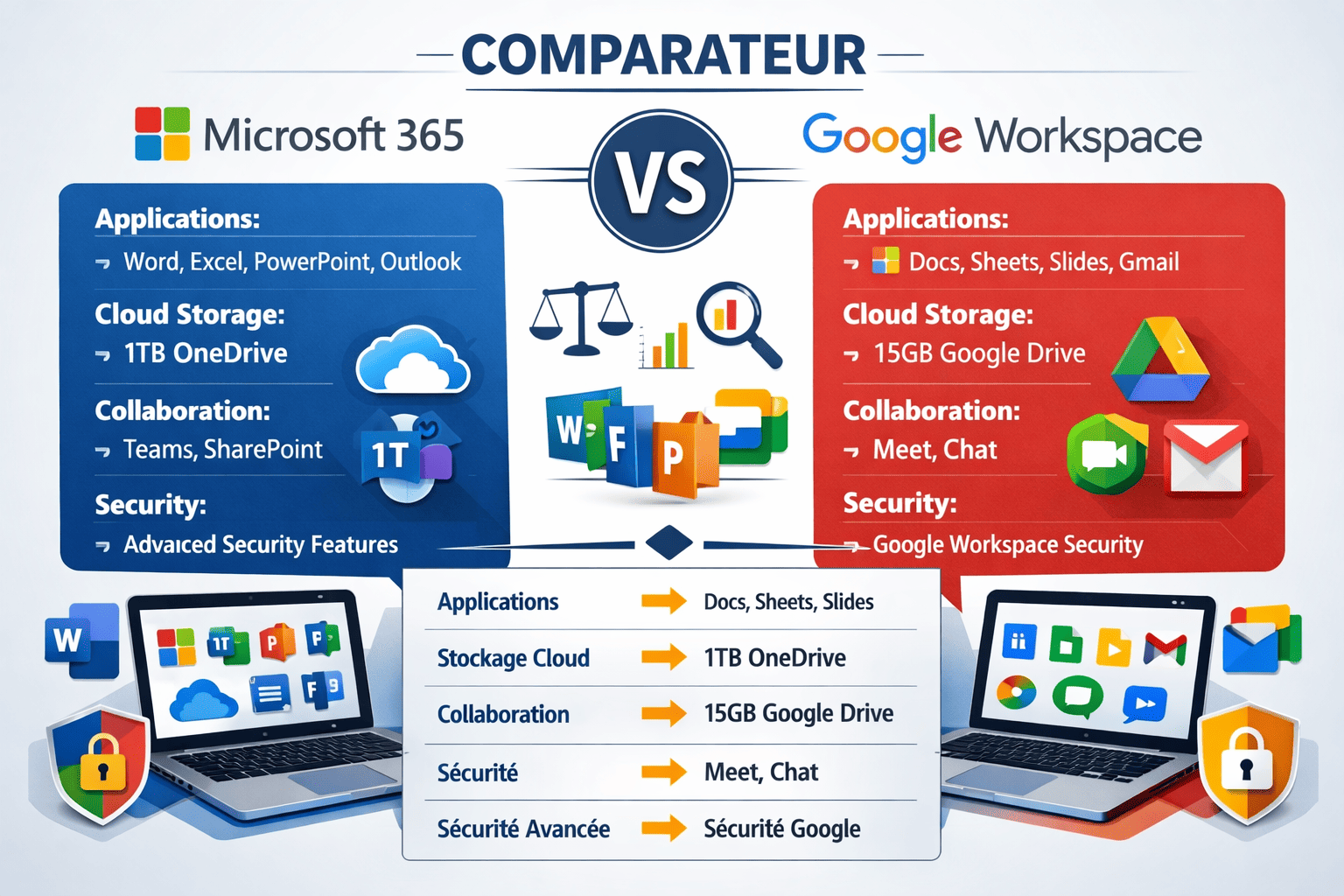 Microsoft 365 et Google Workspace : comparateur - Loonaty | Prestataire ...